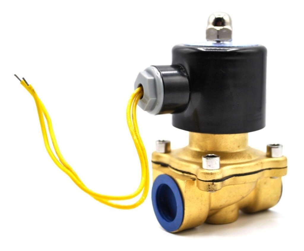 Válvula solenoide normalmente cerrada, cuerpo de latón, conexión a proceso de 3/4" NPT, 110 V ...